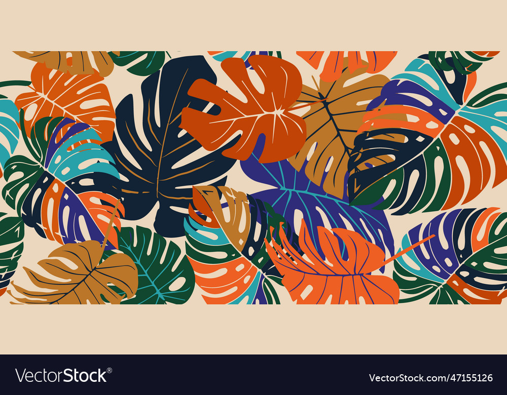 Abstract monstera leaf seamless pattern Royalty Free Vector