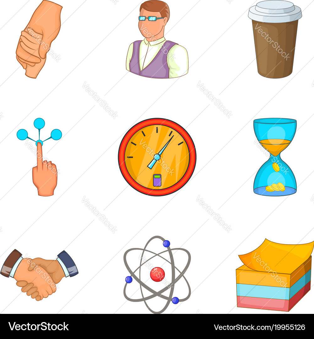 Association icons set cartoon style Royalty Free Vector