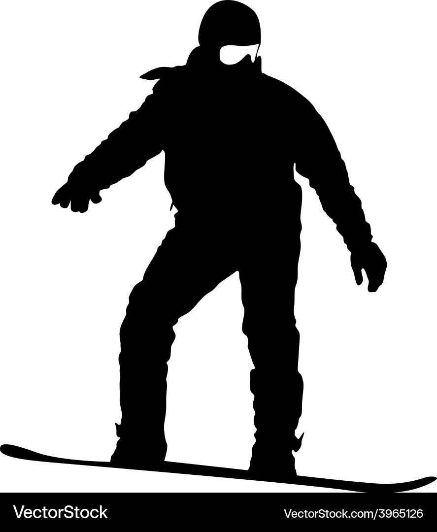 Black silhouette snowboarder on white background Vector Image