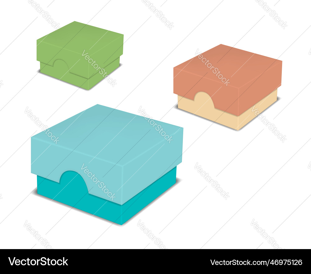 Blank square cardboard box with lift-off lid Vector Image
