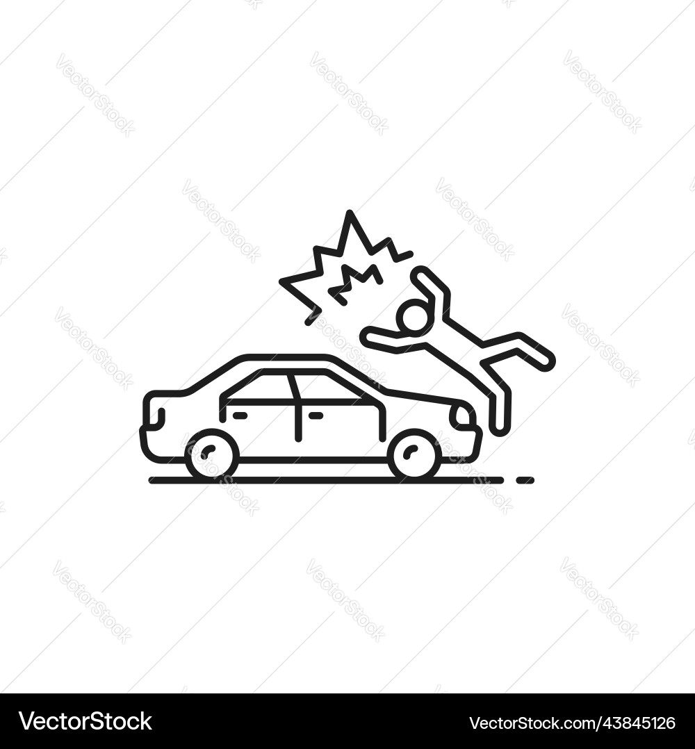 Car crash or collision with pedestrian line icon Vector Image