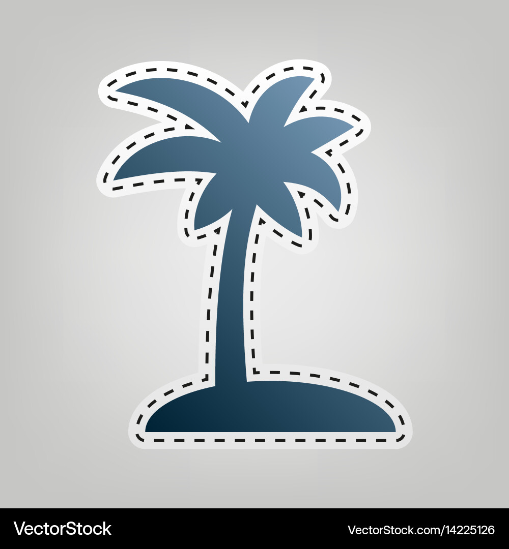 Coconut palm tree sign blue icon Royalty Free Vector Image