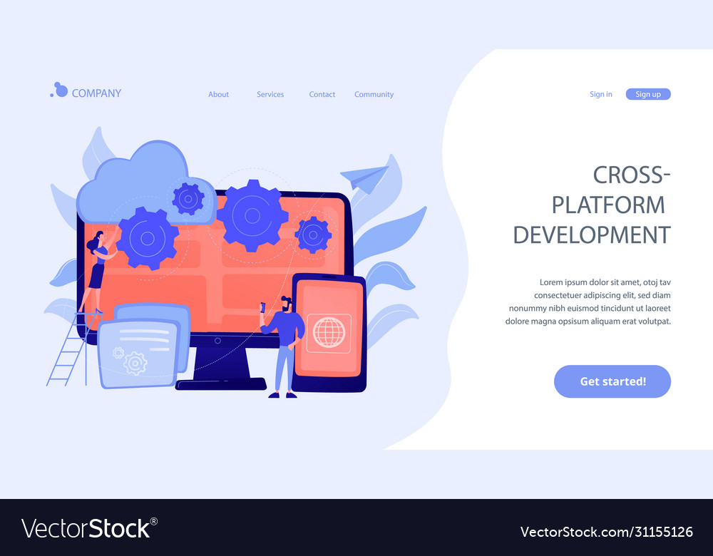 Cross-platform programming concept landing page Vector Image