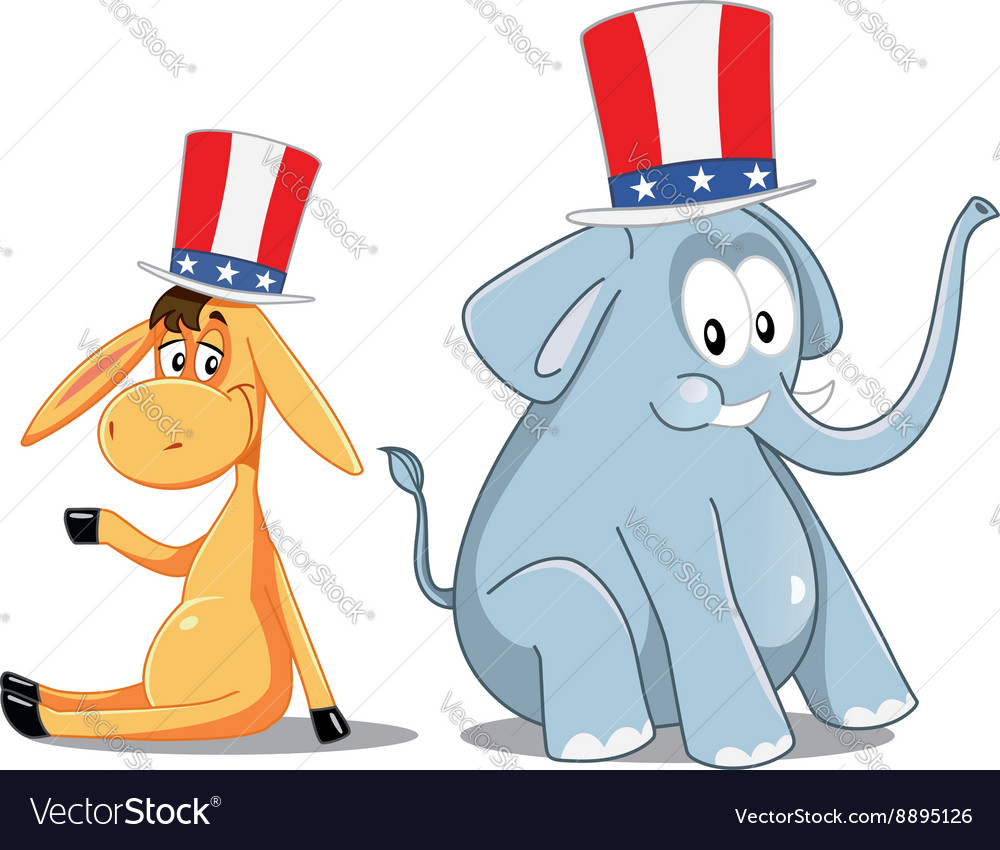 Democrat donkey and republican elephant election Vector Image