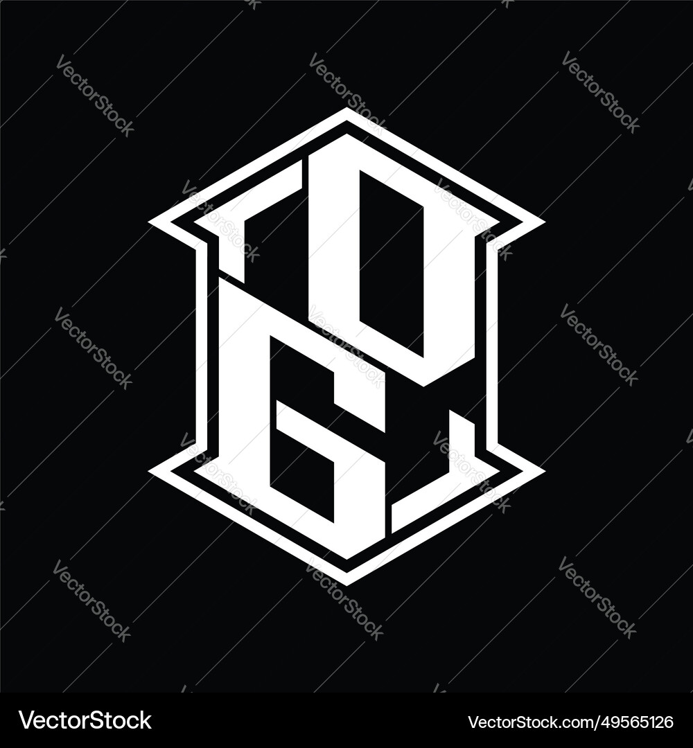 Dg logo monogram hexagon shield shape up and down Vector Image