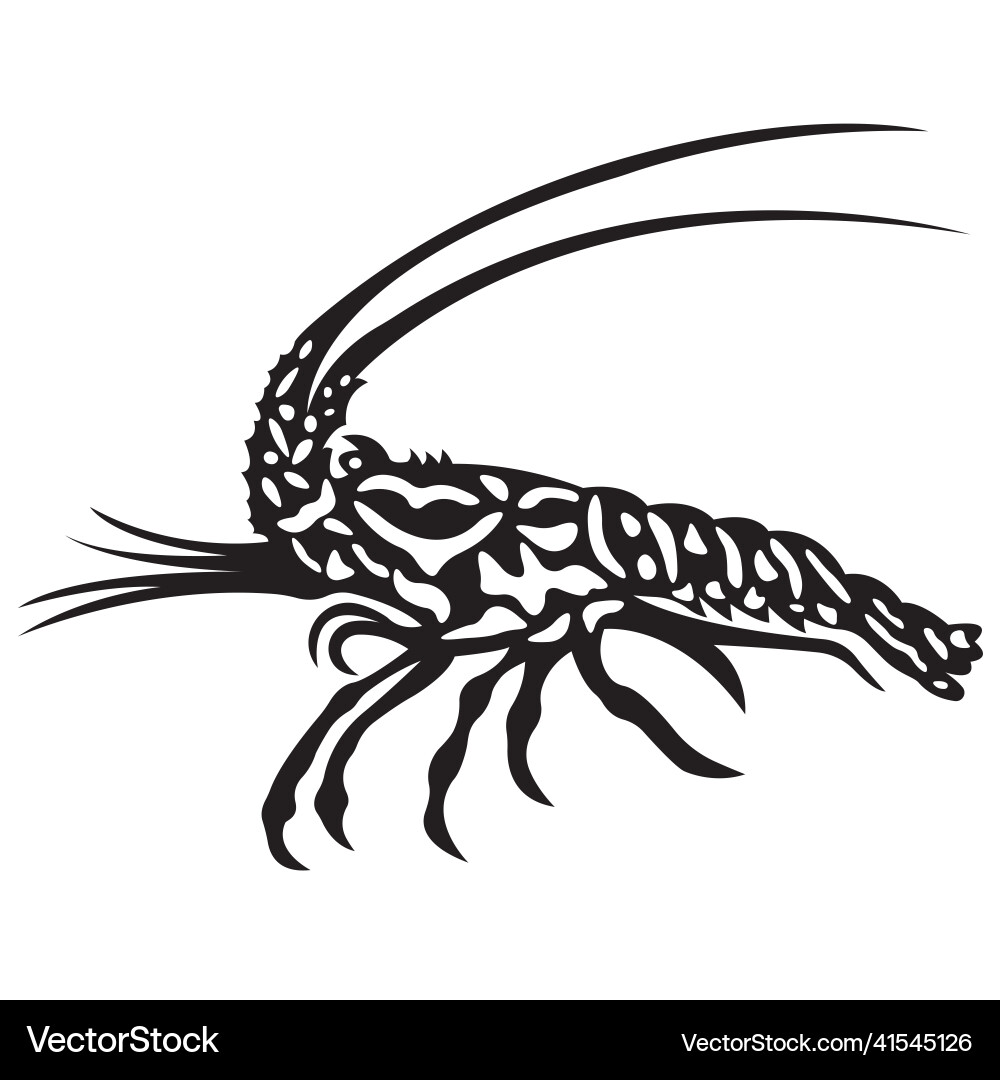 Exotic decorative fish shrimp lobster Royalty Free Vector