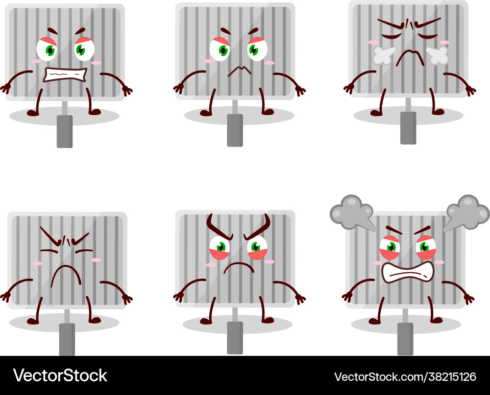 Grill gate cartoon with various angry expressions Vector Image