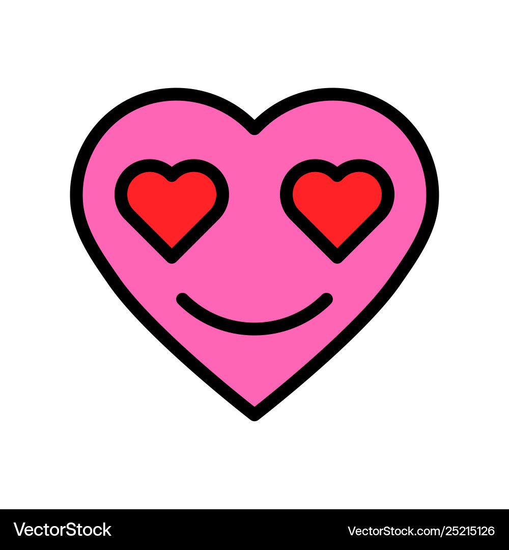 Heart emoticon filled style icon editable outline Vector Image