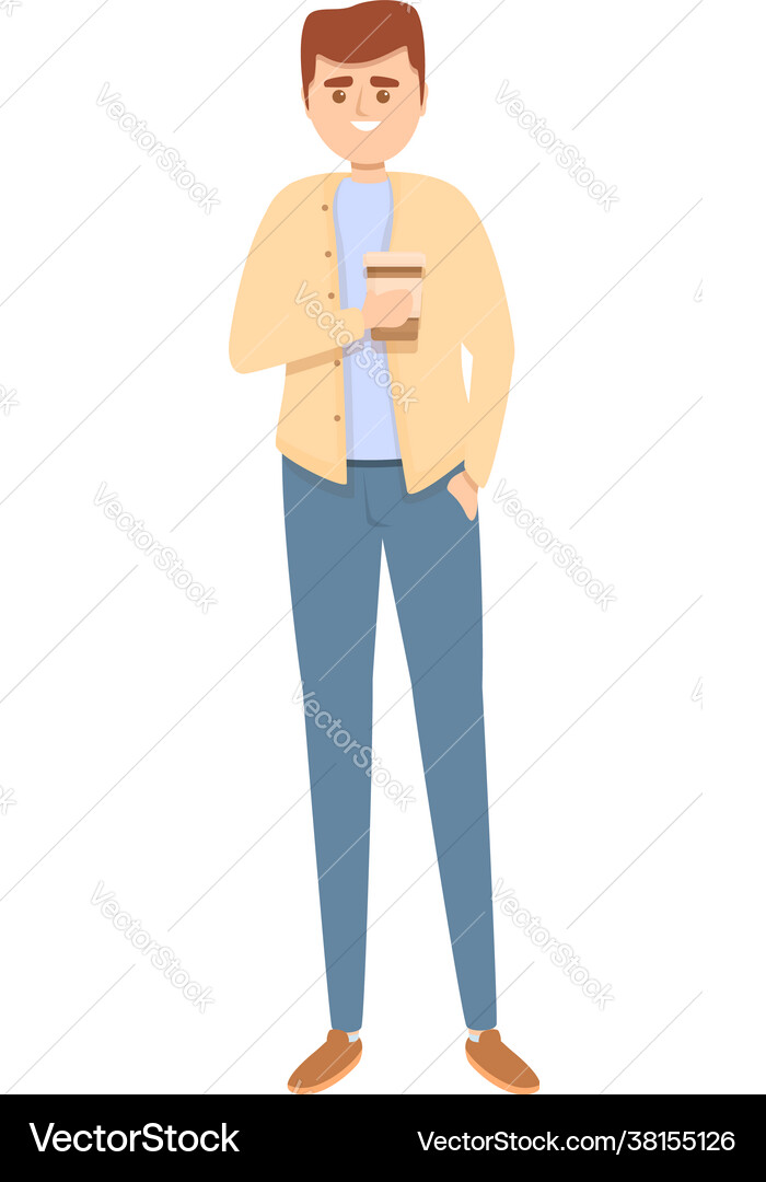 Man with coffee icon cartoon style Royalty Free Vector Image
