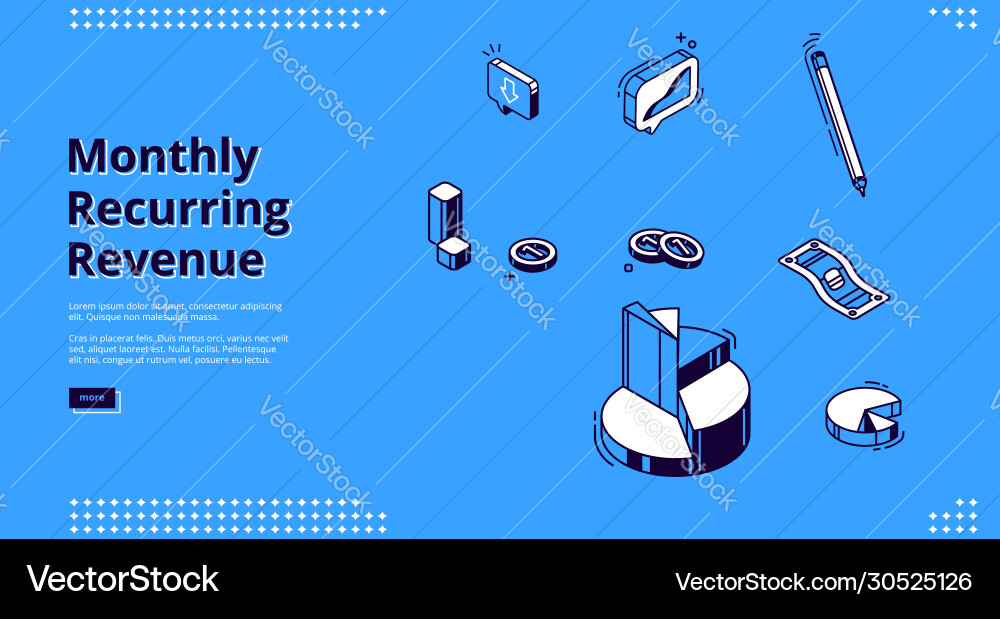 Monthly recurring revenue isometric web banner Vector Image
