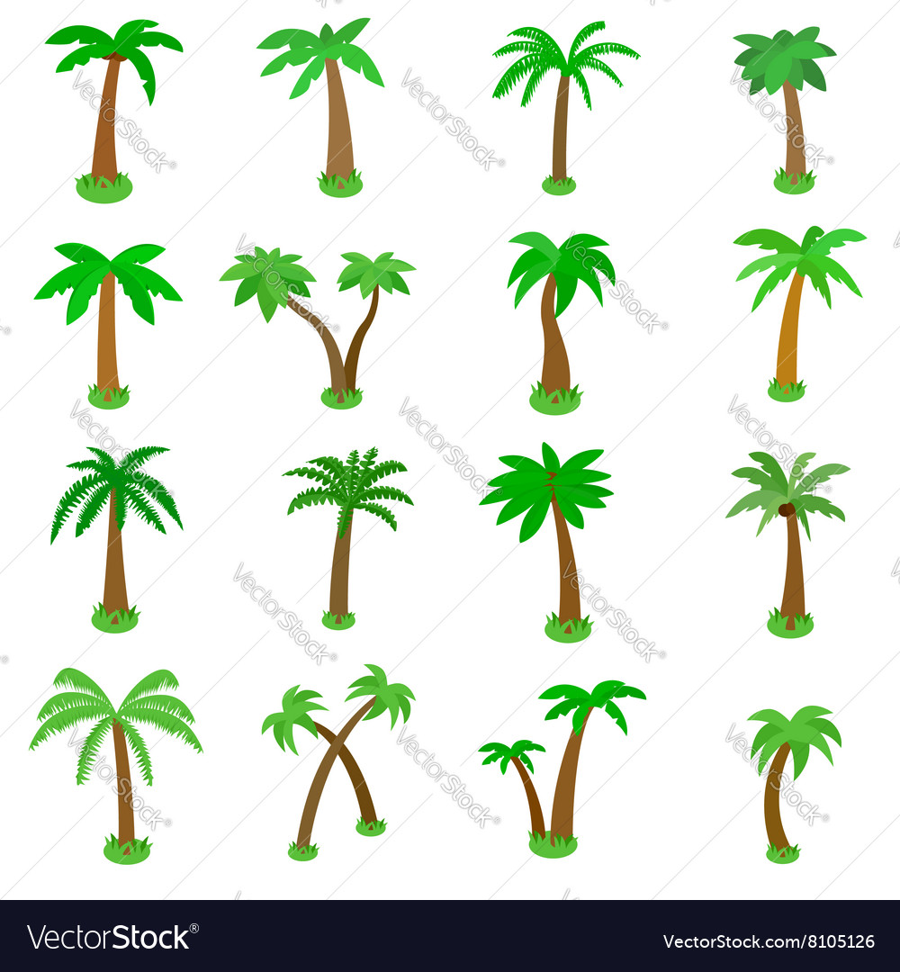 Palm tree icons set isometric 3d style Royalty Free Vector Palm tree icons set isometric 3d style Royalty Free Vector