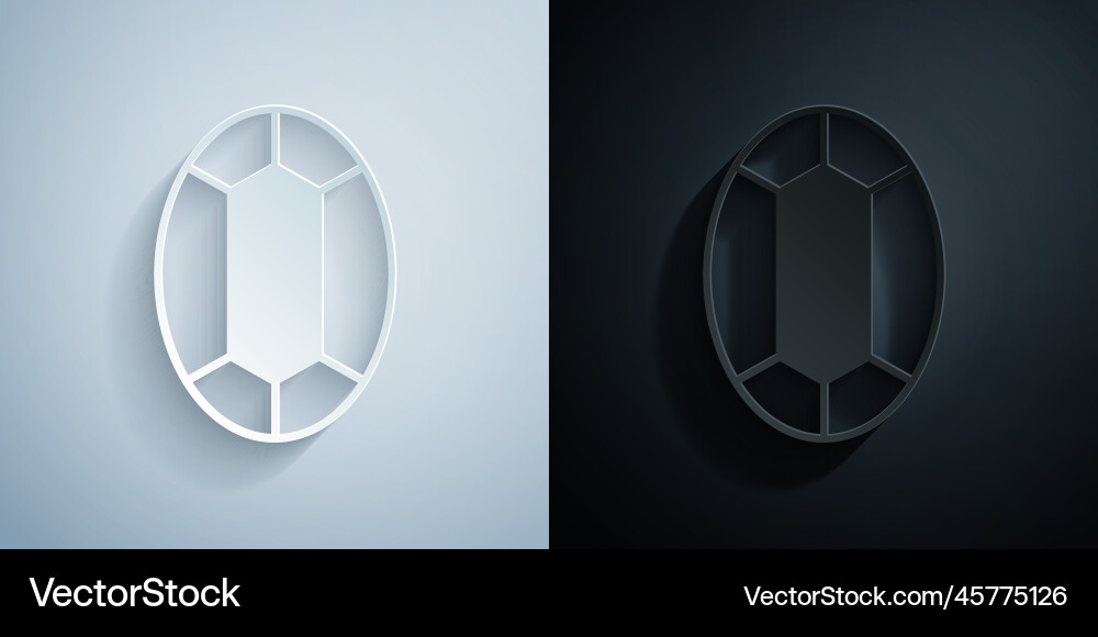 Paper cut gem stone icon isolated on grey and Vector Image