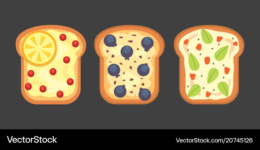 Set toasts and sandwich breakfast bread toast Vector Image