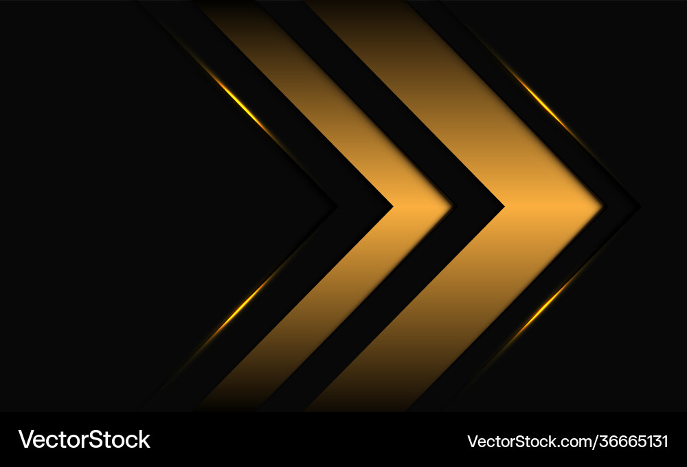 Abstract golden arrow direction on black metallic Vector Image