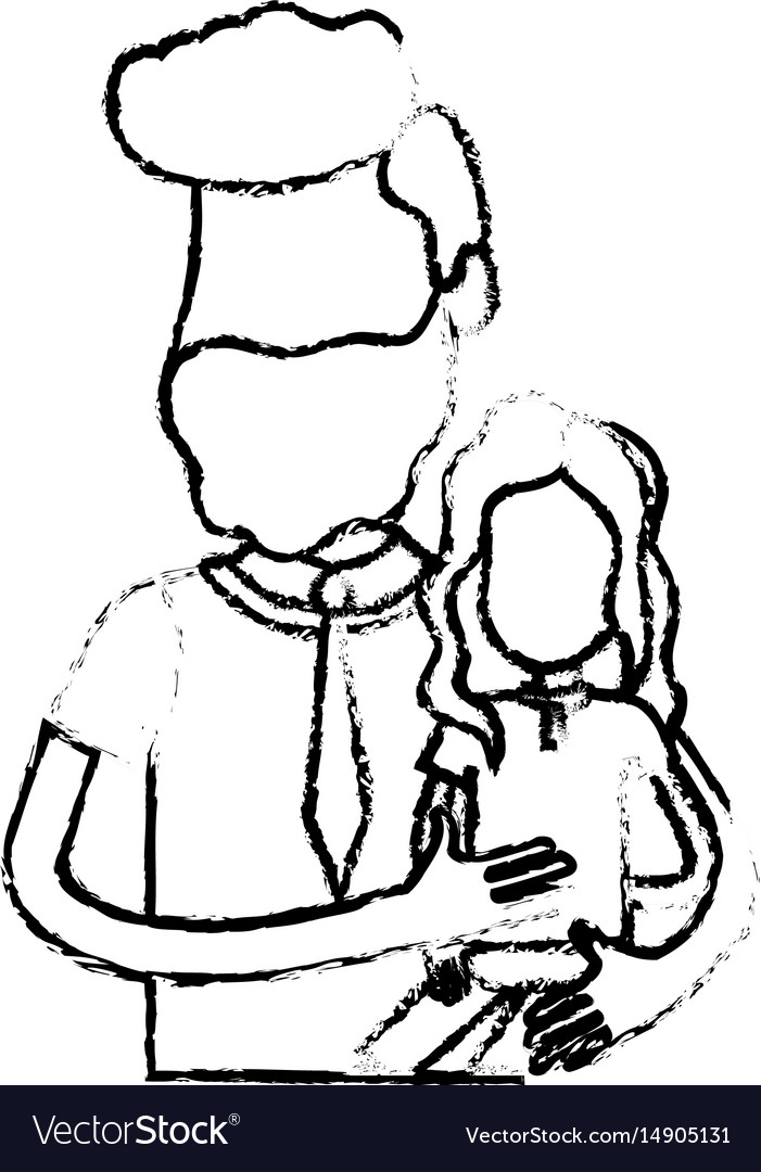 Figure Nice Father Carrying His Daughter Vector Image
