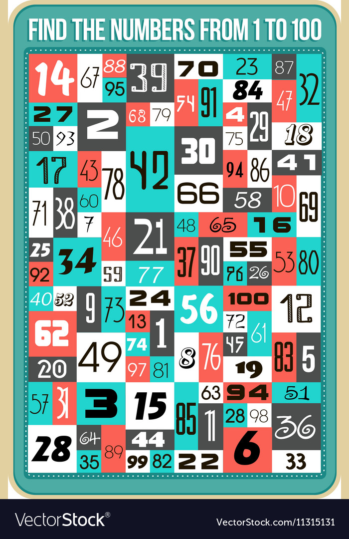 Find the numbers Royalty Free Vector Image - VectorStock