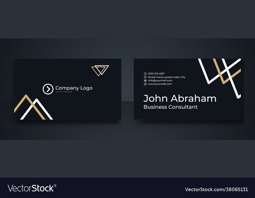 Geometric golden premium business card template Vector Image Geometric golden premium business card template Vector Image