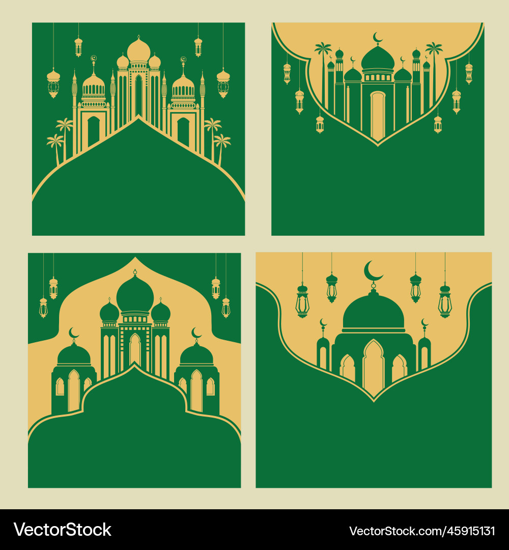 Green islamic mosque background with chandelier Vector Image