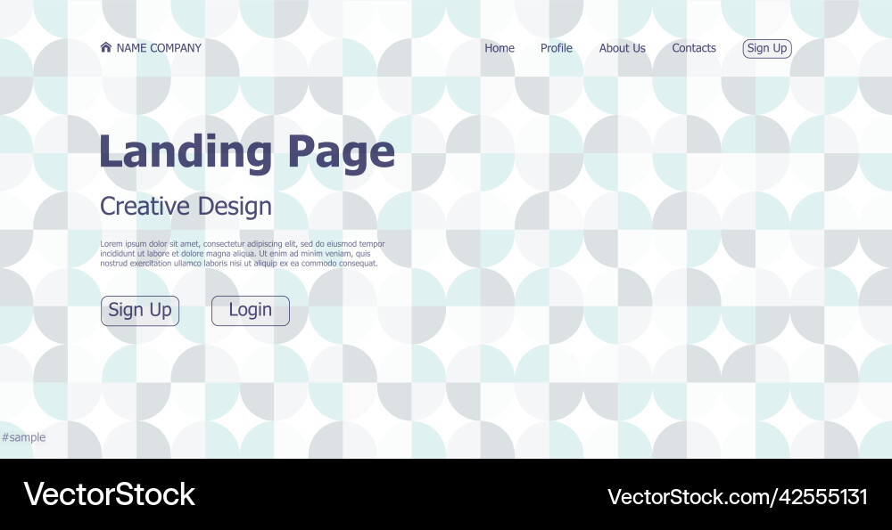 Home page landing white gray web landing page Vector Image