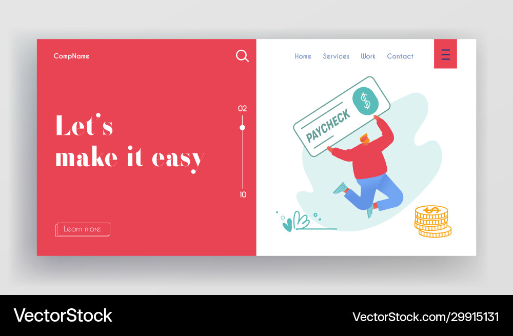 Paycheck lottery win salary and payroll payment Vector Image