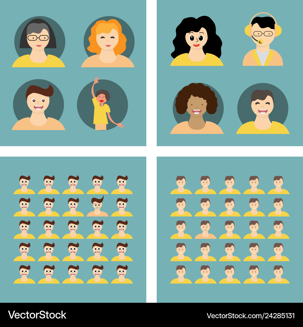 People icon set in trendy flat style isolated Vector Image