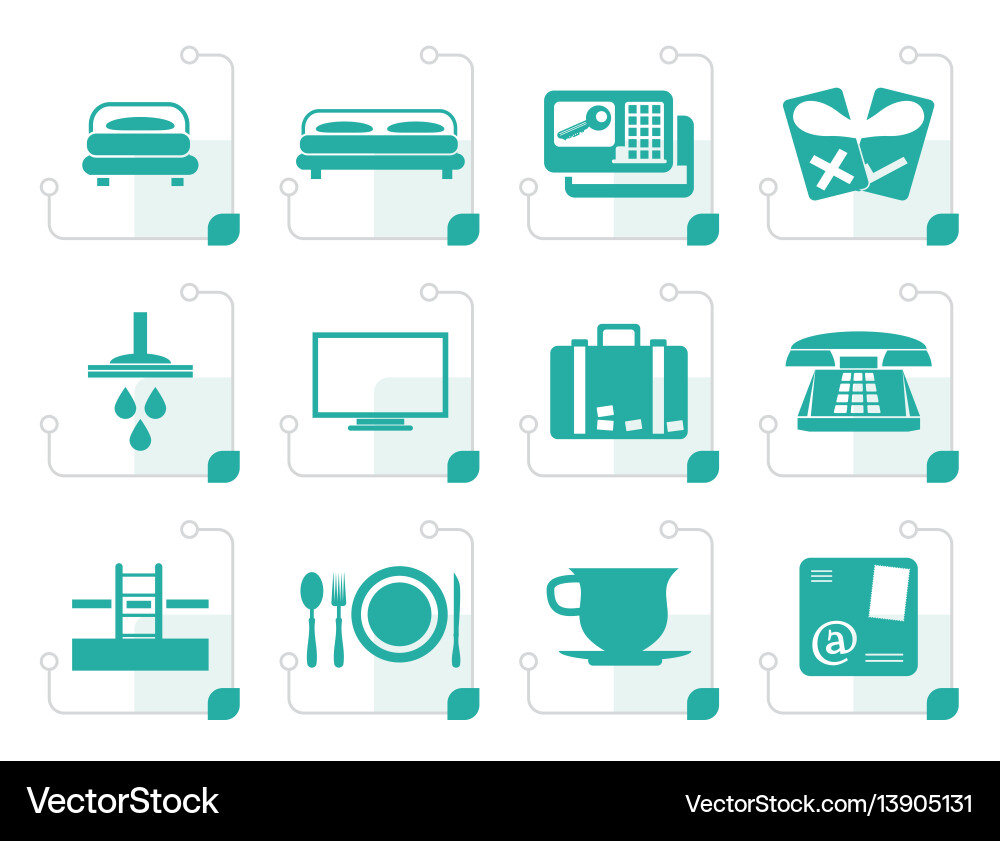 Stylized hotel and motel icons Royalty Free Vector Image
