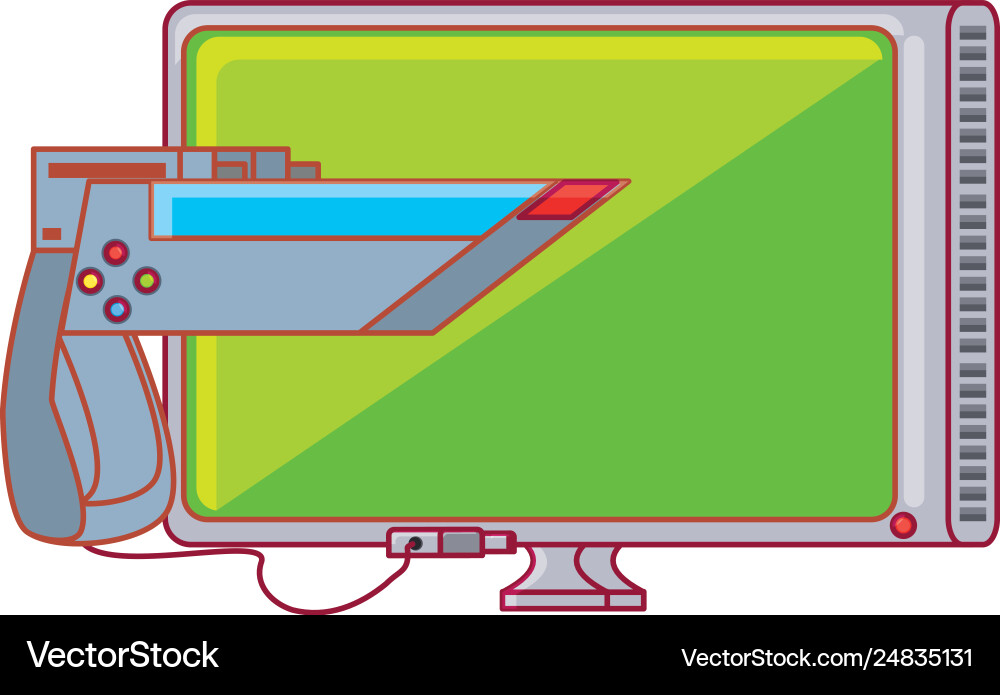 Tv with gun for video game Royalty Free Vector Image