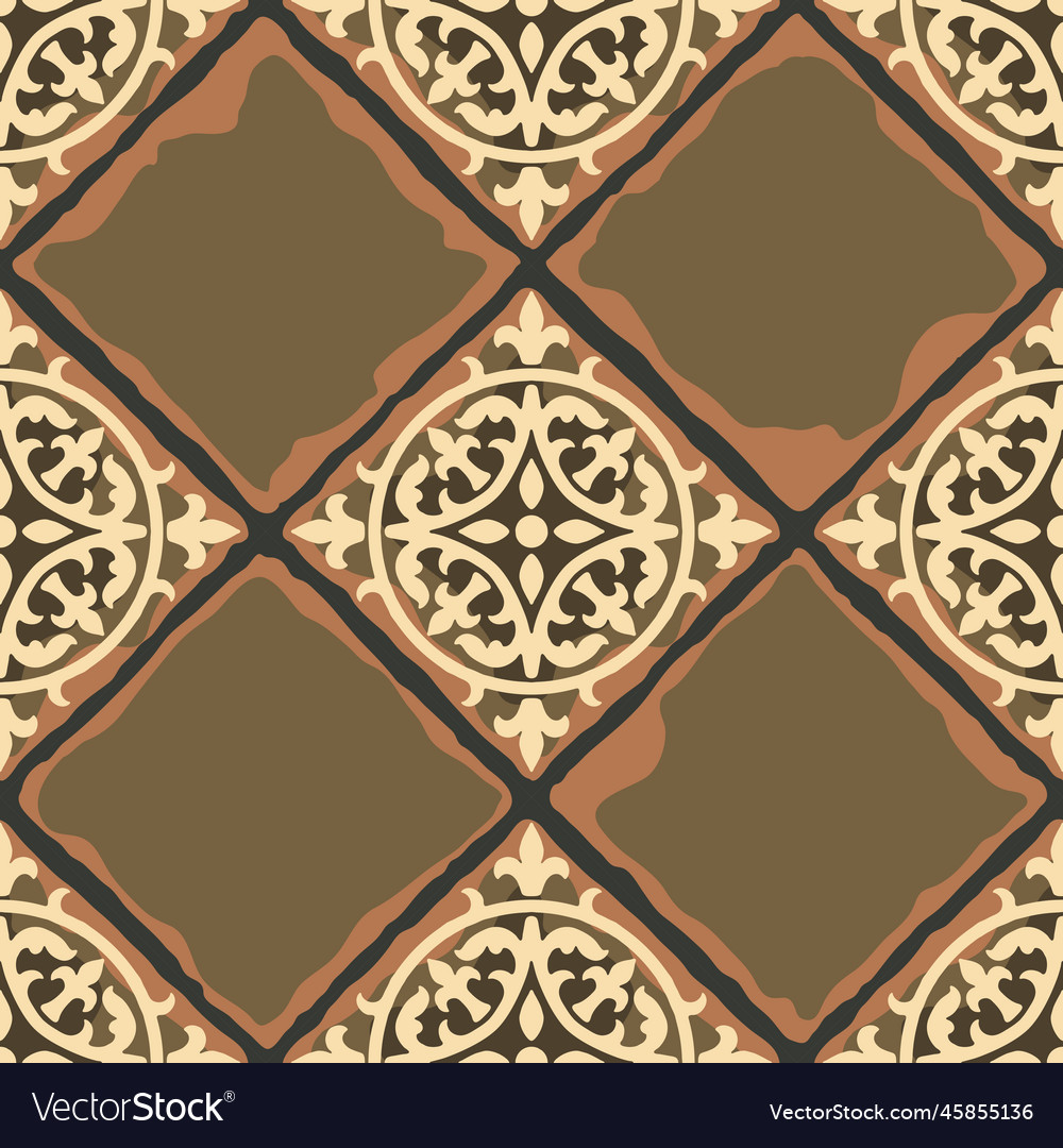 Ancient ceramic tile seamless pattern wall Vector Image