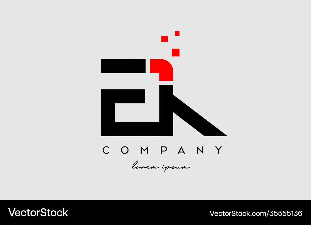 Black red ek e k alphabet letter logo icon Vector Image