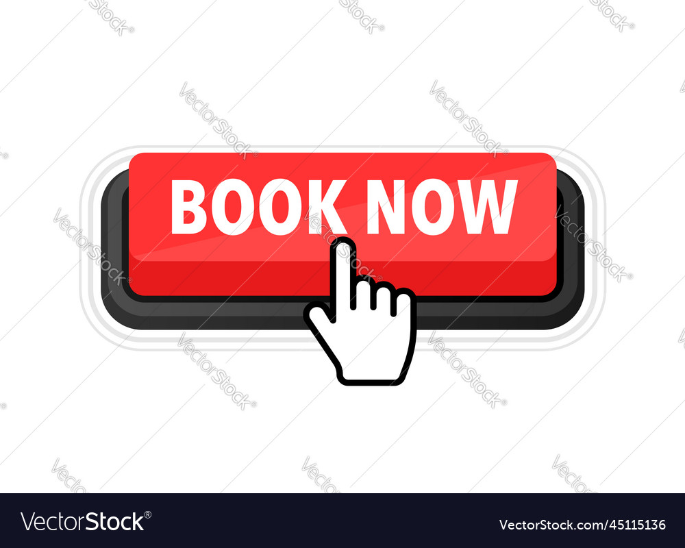Book now button with cursor pointer click Vector Image