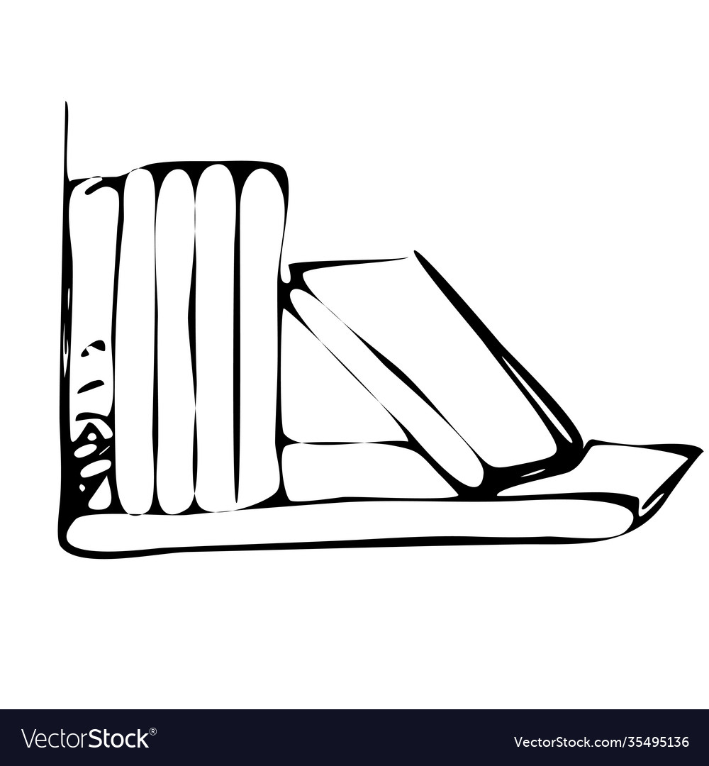 Bookshelf books style doodle black Royalty Free Vector Image
