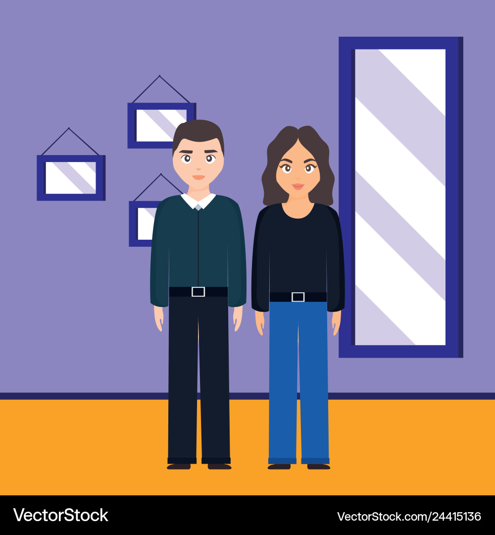 Couple avatar characters icons Royalty Free Vector Image