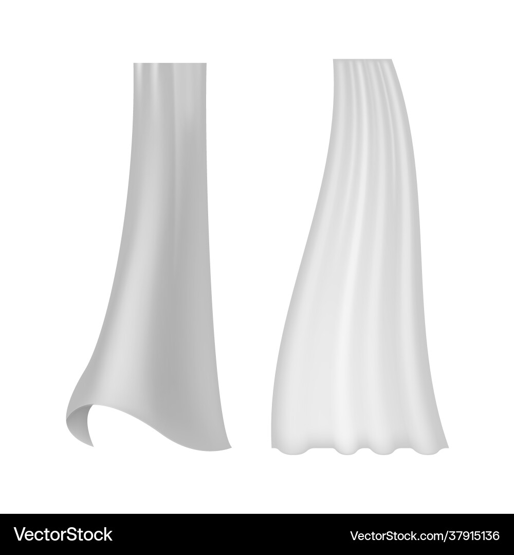 Curtain transparent realistic wavy white drapery Vector Image