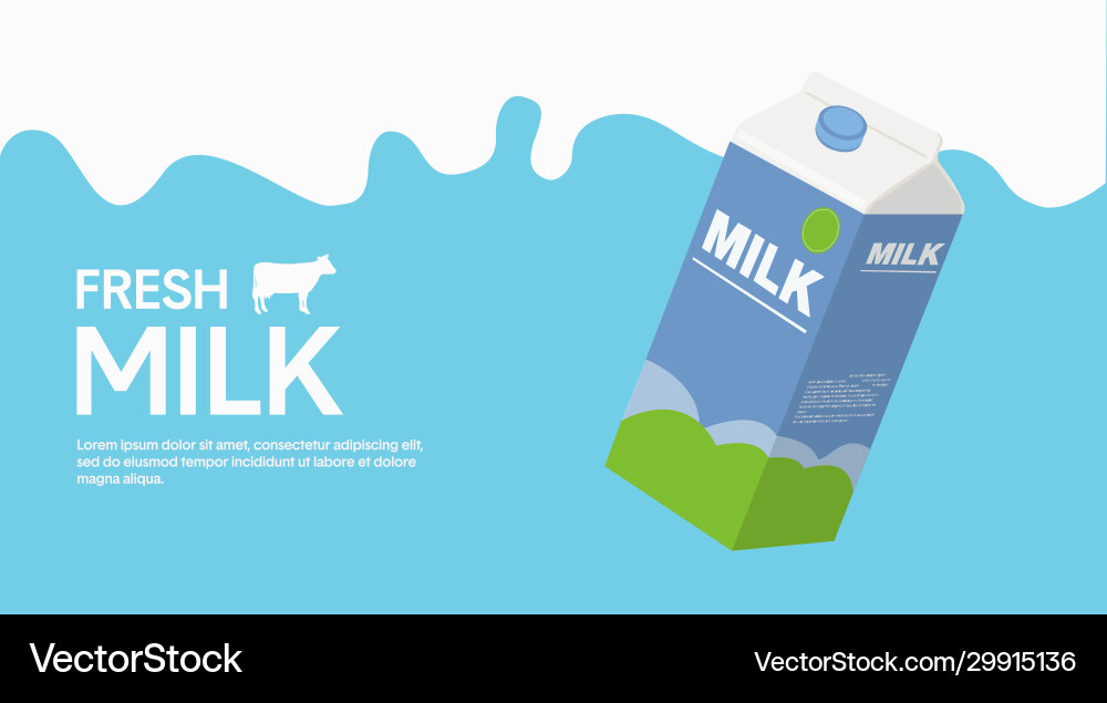 Fresh milk poster with a milk box Royalty Free Vector Image