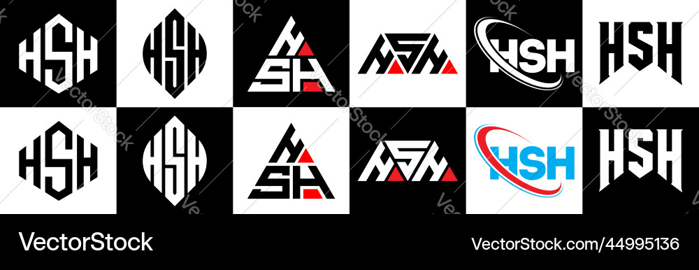 Hsh letter logo design in six style polygon Vector Image