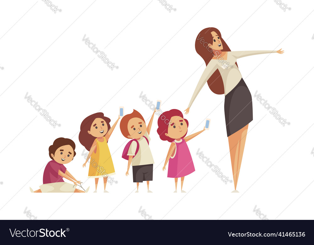 Kids excursion group composition Royalty Free Vector Image