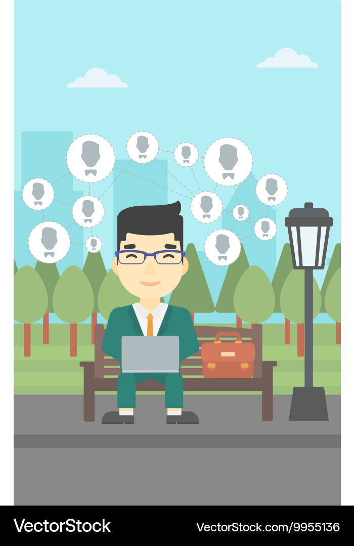 Man surfing in the social network Royalty Free Vector Image