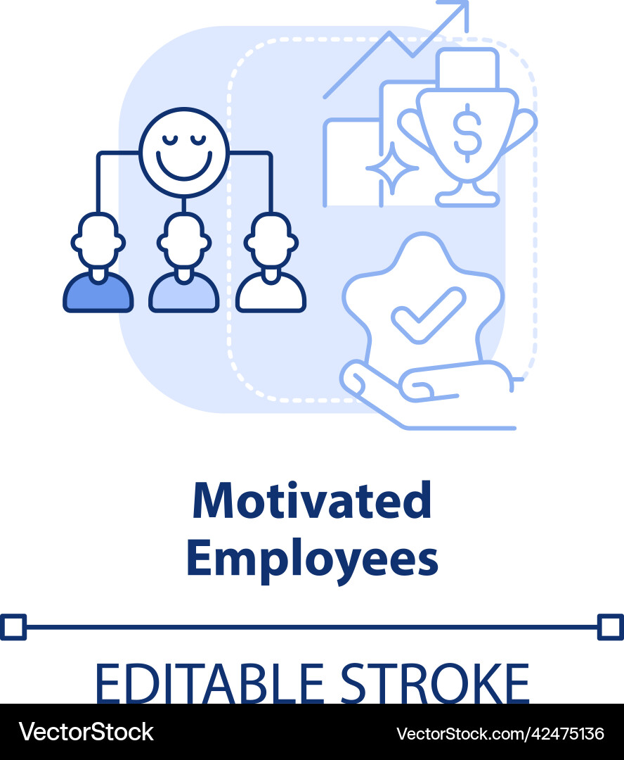 Motivated employees light blue concept icon Vector Image