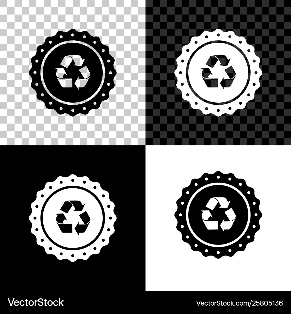 Recycle symbol label icon isolated on black white Vector Image