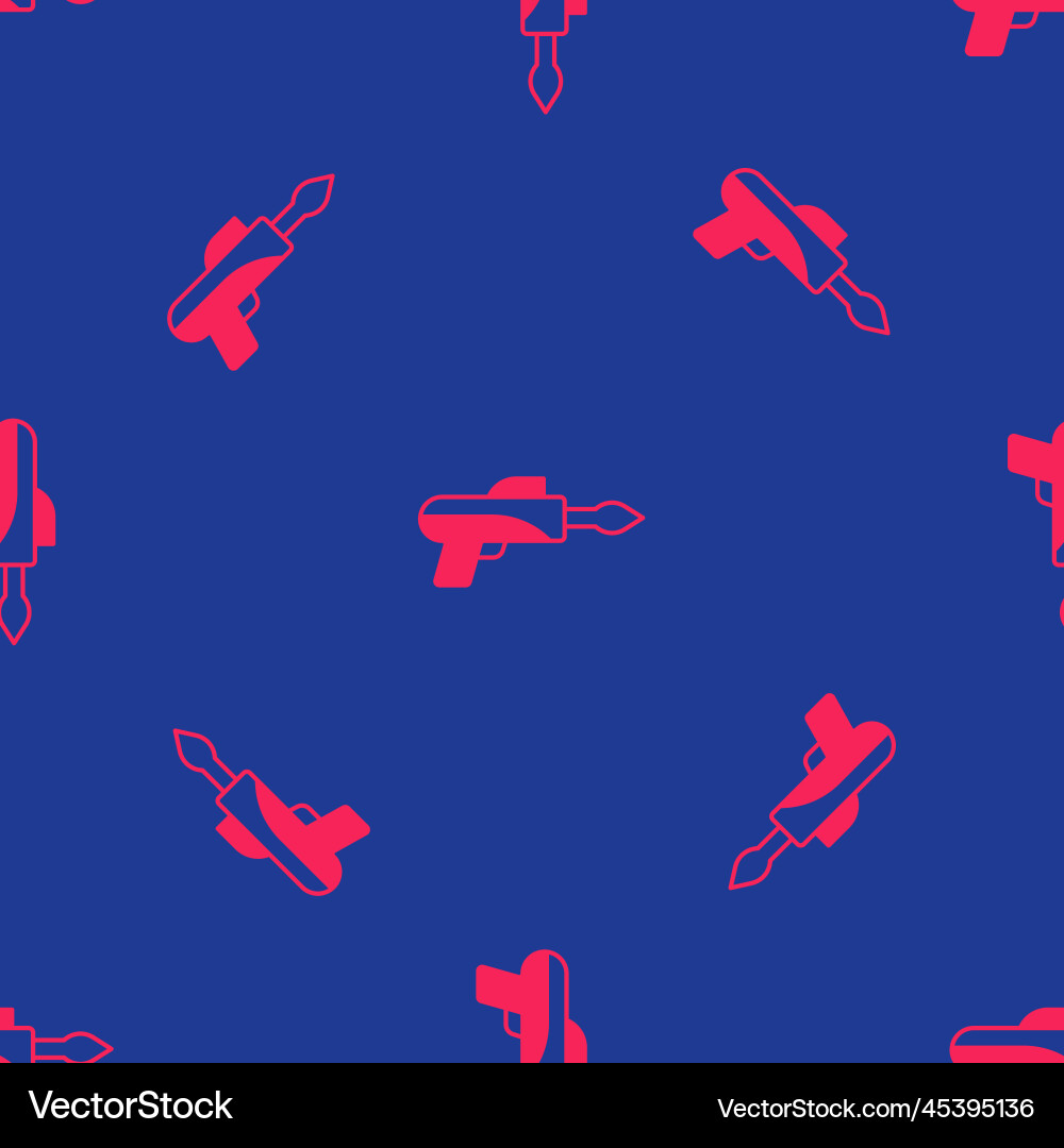 Red fishing harpoon icon isolated seamless pattern