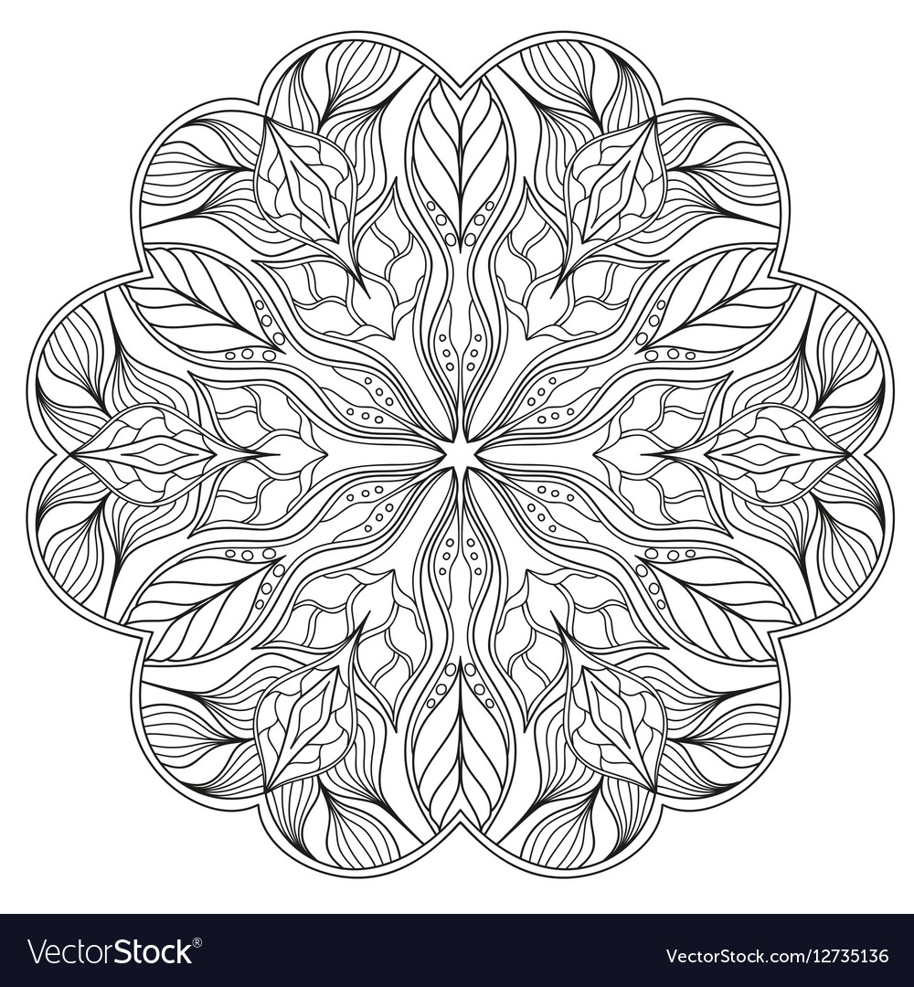 Round mandala pattern with hand-drawn elements Vector Image