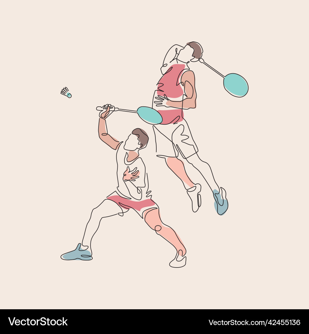 Single continuous one line drawing of mens doubles