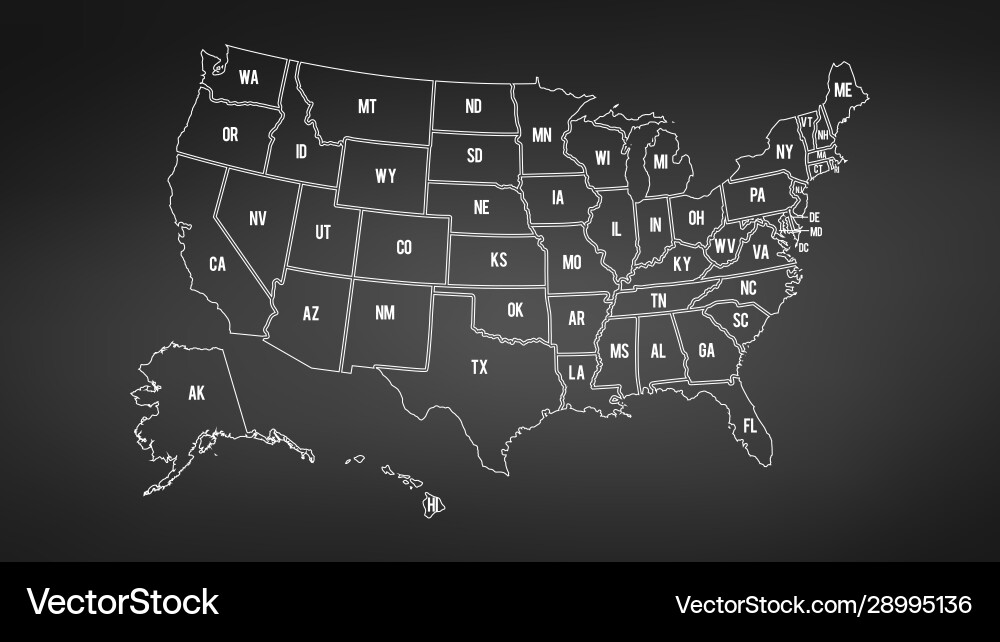Usa map with alaska and hawaii separate Royalty Free Vector