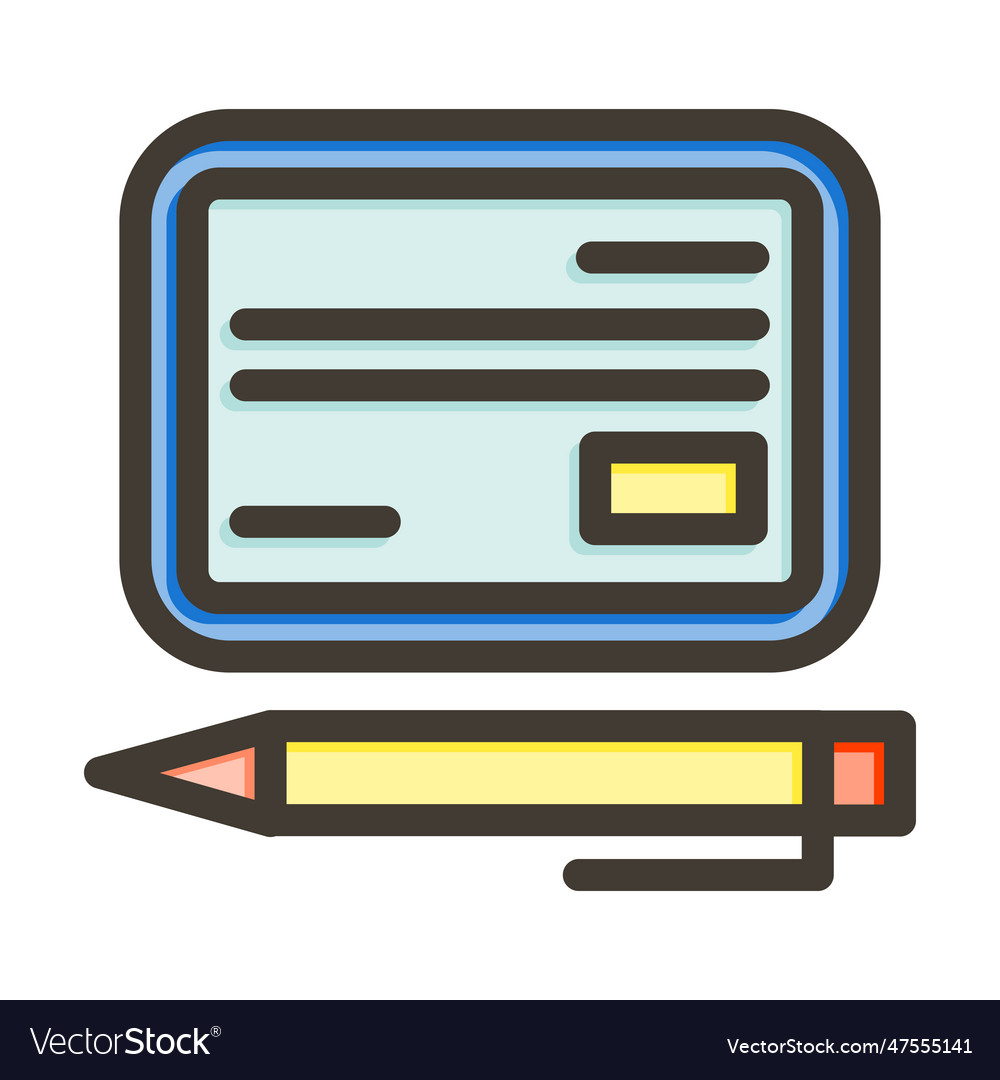 Bank check thick line filled colors for personal Vector Image