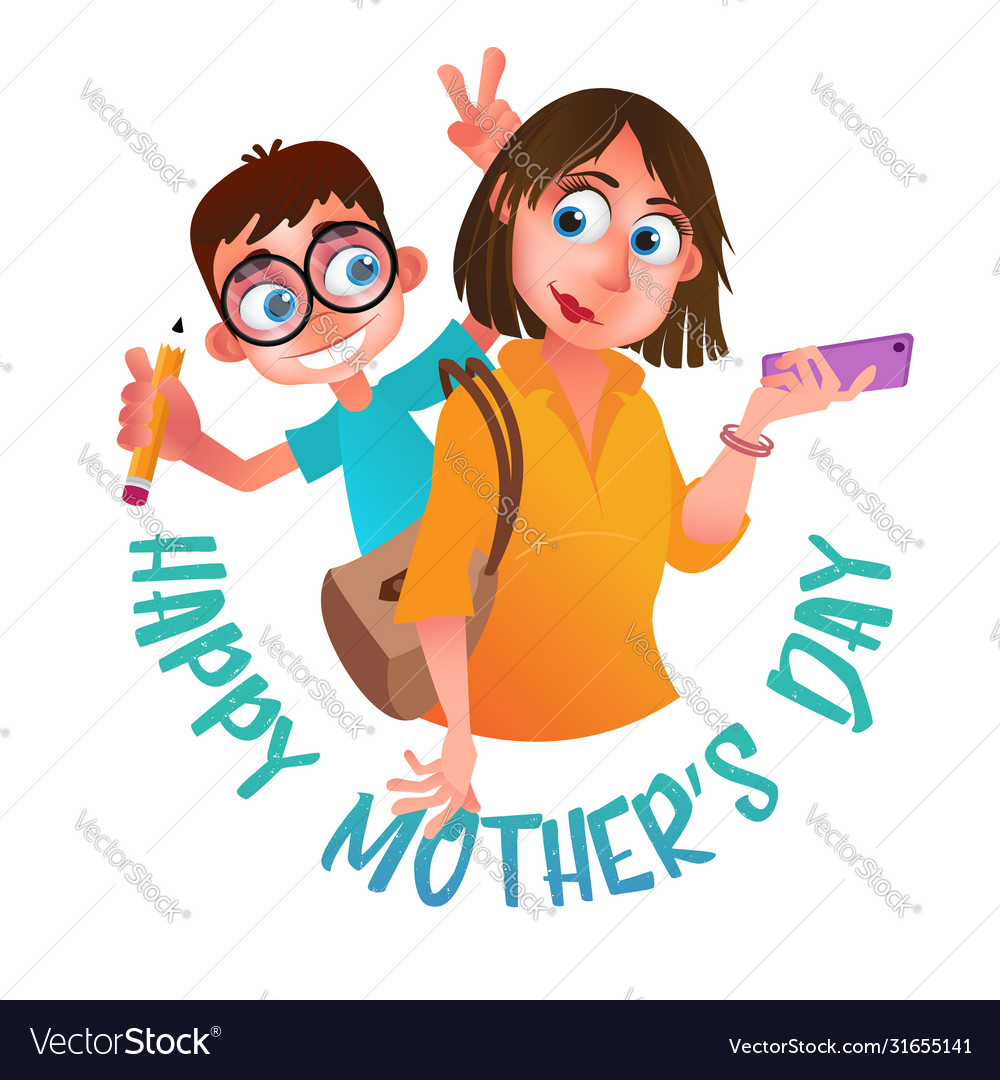Greeting Card Or Poster To Happy Mothers Day Mom Vector Image