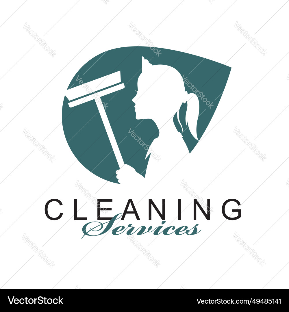 House maid lady emblem Royalty Free Vector Image
