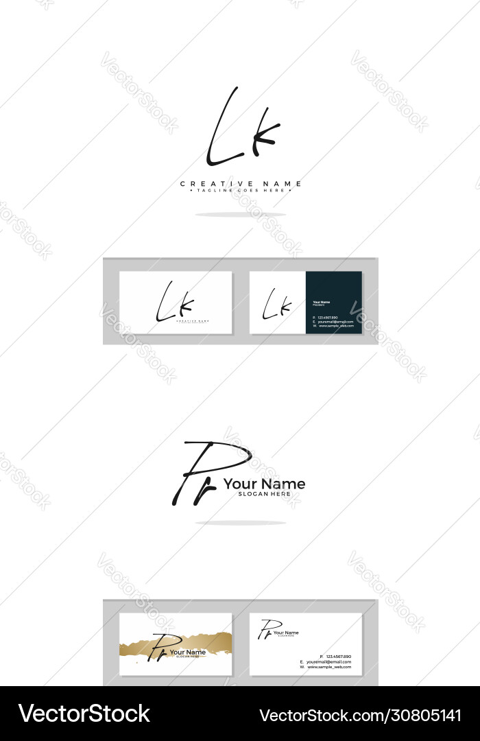 L k lk initial logo signature handwriting Vector Image