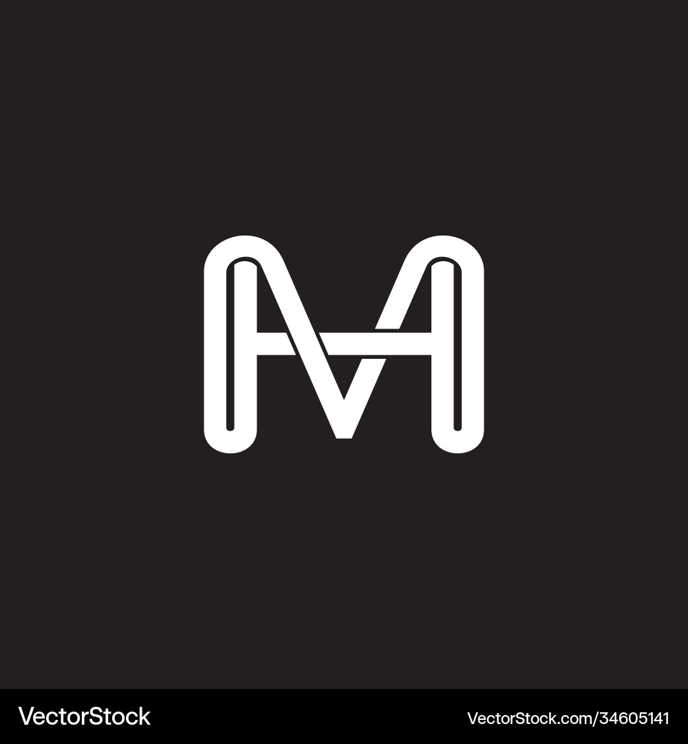 Letter mh simple linked geometric line logo Vector Image
