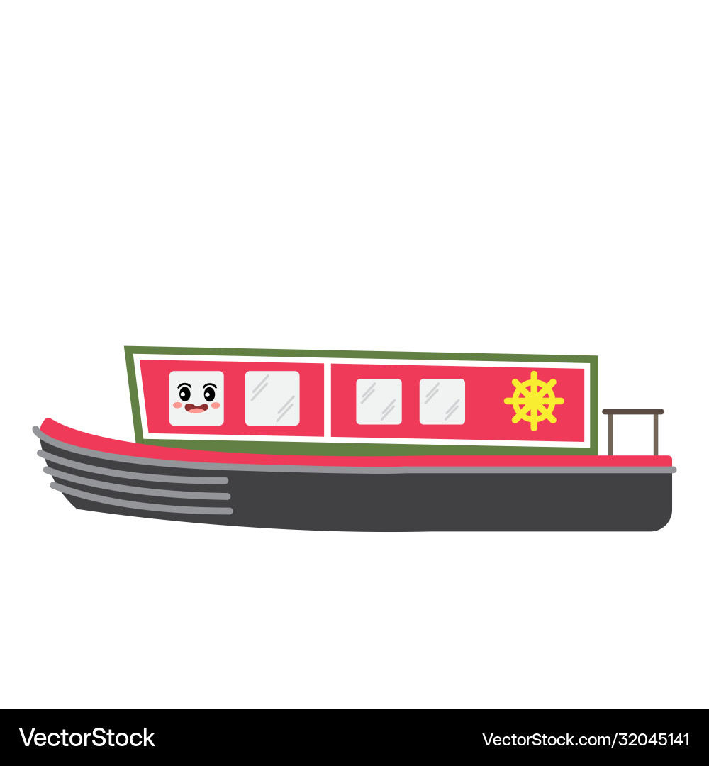 Narrowboat transportation cartoon character side Vector Image
