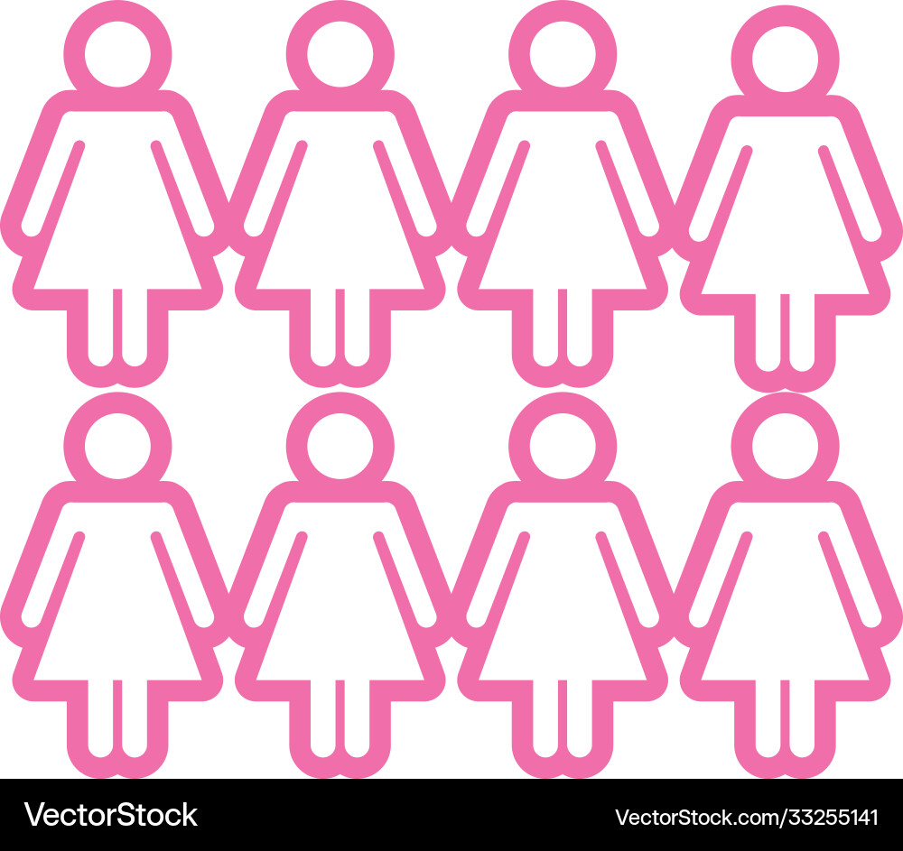 Pink women figures line style icon Royalty Free Vector Image